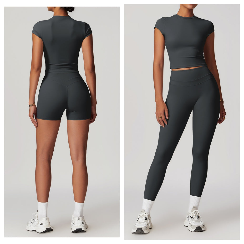 Shaven tight back yoga suit elastic high waist fitness suit for women